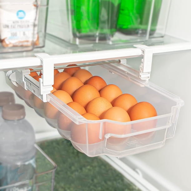 Smart Design Sliding Egg Pull Out Drawer with Extendable Rails - Holds ...