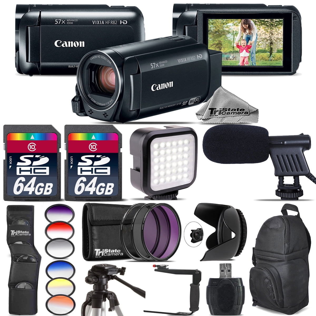 Canon VIXIA HF R800 + Mic + Tripod + Graduated Color Filter + 128GB ...