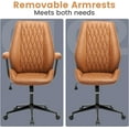 Brown Home Office Chair Mid Back Leather Computer Desk Chair with ...