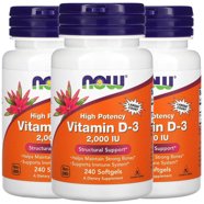 NOW Supplements, High Potency Vitamin D-3 2,000 IU, 240 Softgels, Supports Immune System ...