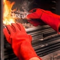 Heavy Duty Fireproof Gloves, Leather Gauntlets for Fireplace, Welding ...