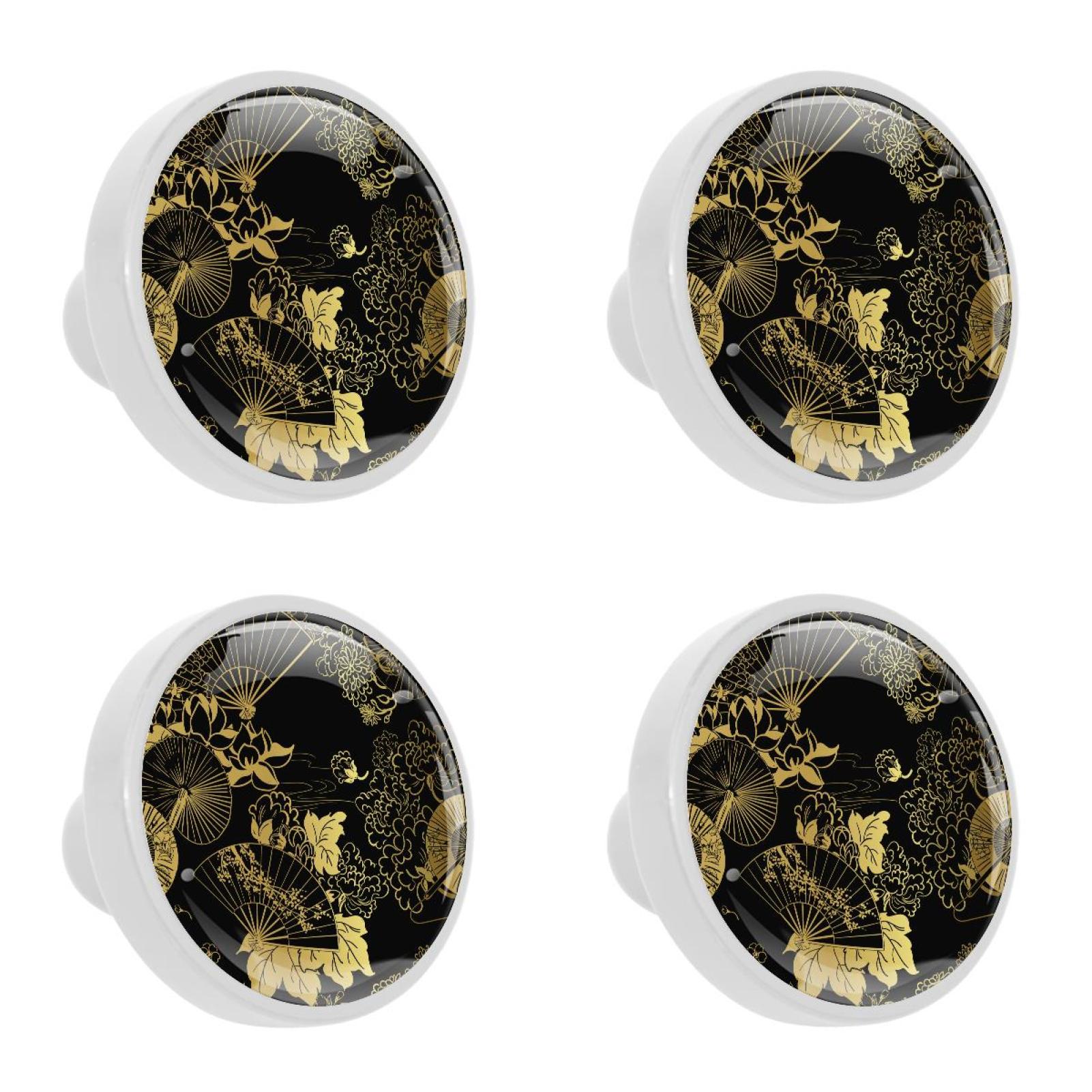 4 Pcs Gold Fan Flower Knobs for Kitchen Cabinet Cupboard Dresser ...