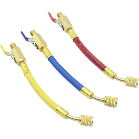 R134A R410A R22 R12 Charging Hoses and Ball Valve Set HVAC Low Loss ...