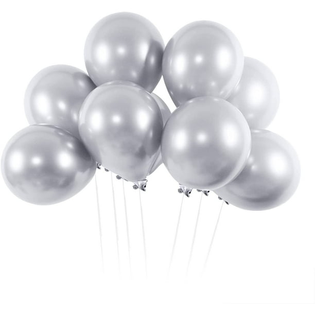50 Pieces Silver Balloon, Birthday Balloons, Metal Balloons, 12 Inch ...