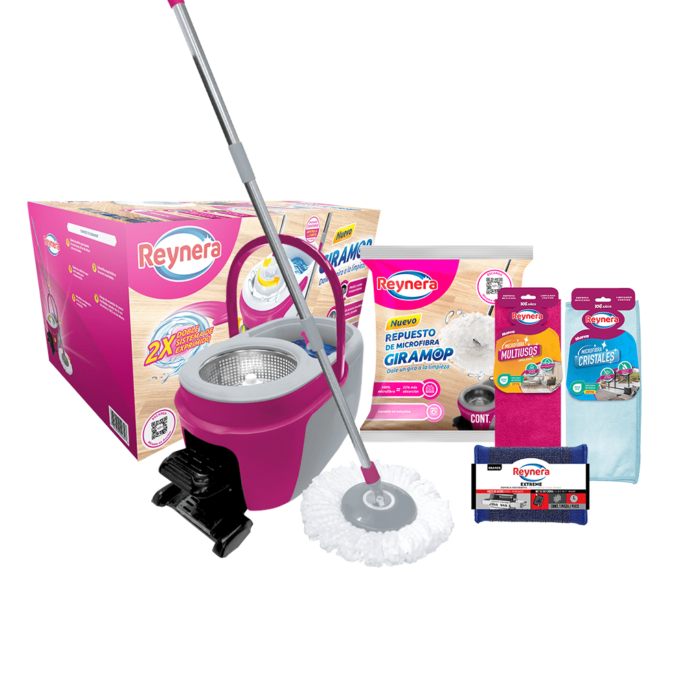 Kit Gira Mop, Repuesto, Telas de Microfibra y Fibra Extreme - Productos De Limpieza Reynera ...