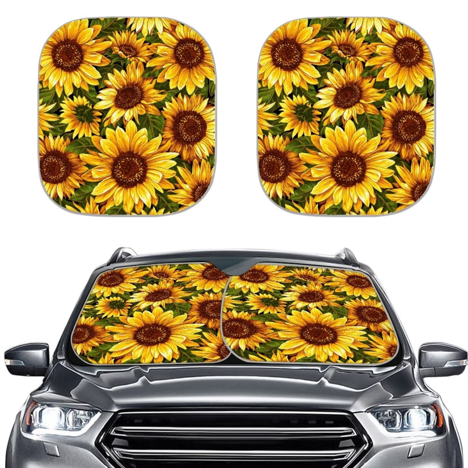 Diaonm Sunflower Print Front Car Sunshade Windshield Shade,Folding Car ...