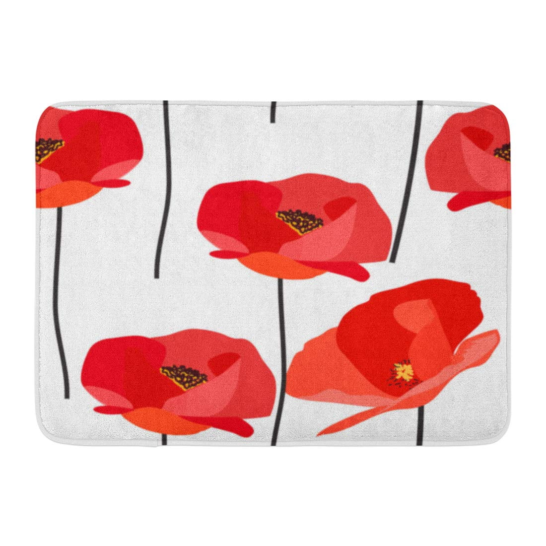 GODPOK Beautiful Flower with Red Poppies Abstract Blossom Rug Doormat ...