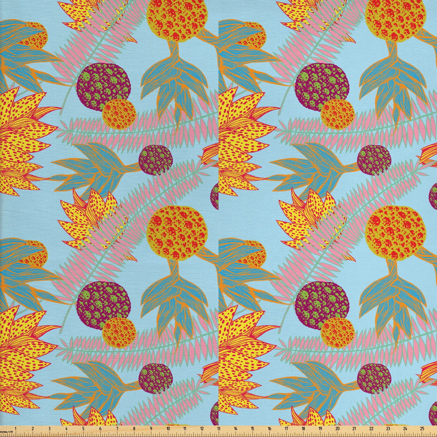 Botanical Fabric by the Yard, Quirky Style Tropic Plants and Leafy ...