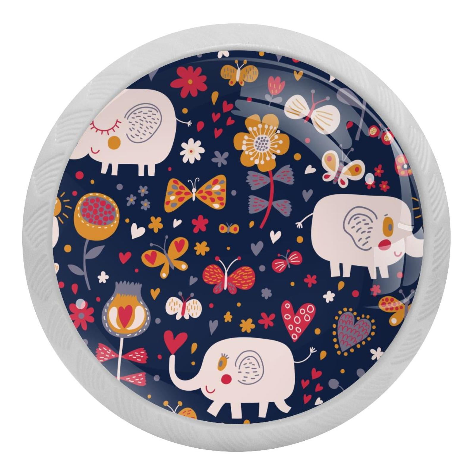 4PCS Round Elephant Cabinet Fluorescence Knob Glowing in the Dark ...