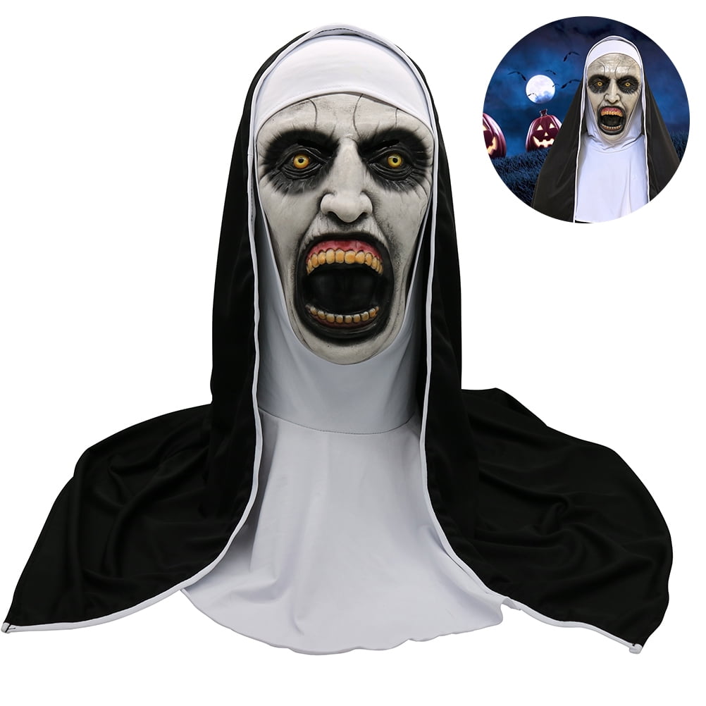 Halloween Nun Horror Mask Cosplay Scary Latex Masks Halloween Nun ...
