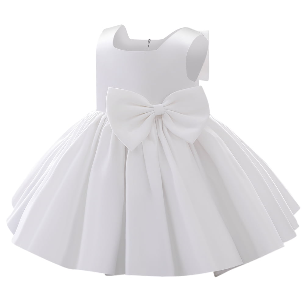 IBTOM CASTLE Flower Girl Dress Satin Bowknot Tutu Wedding Bridesmaid ...