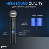 Gemini UHF Dual Channel Wireless Microphone System - Professional UHF ...