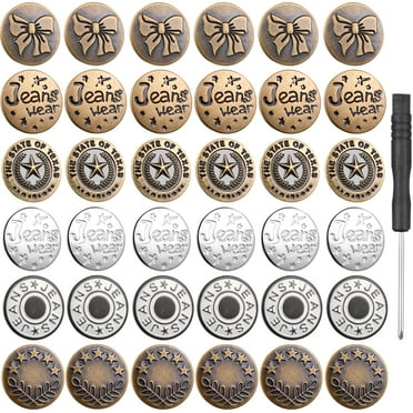 Walmart 50-Pack Black Jeans Buttons, 17mm Metal Rivet Snap Fasteners ...