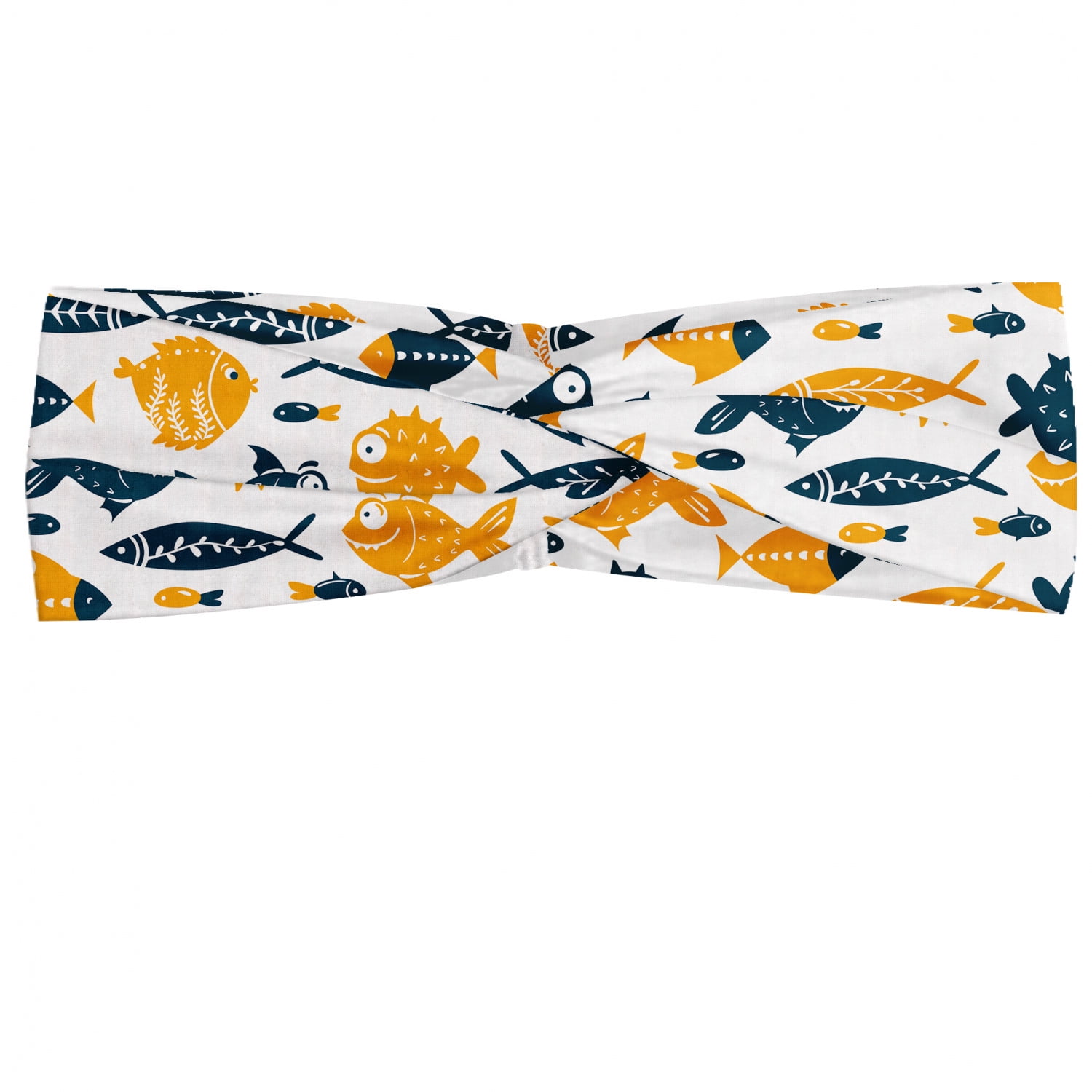 Nautical Headband, Graphical Illustration of Ornamental Bizarre Fish ...