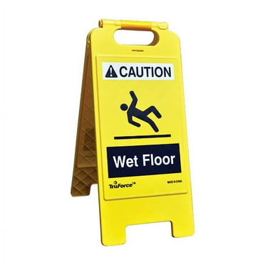 Floor Safety Sign, Caution Wet Floor, Yellow, 26 in L x 11 in W ...