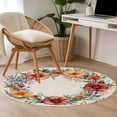 Area Rug 48in, Watercolor Spring Red Yellow Flower Garland Floor Carpet ...