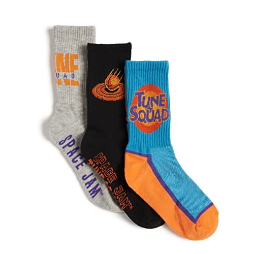 SPACE JAM boys Space Jam 3 Pack Crew Casual Sock, Blue Aqua Multi, 9 11 ...