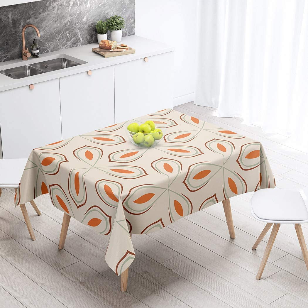 Tablecloth Retro 50S 60S 1950S 1960S 70S Abstract Artwork Beige Doodle ...