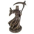 8 1/4" Crowned Skeleton Reaper Holding Scythe and Hourglass Statue ...