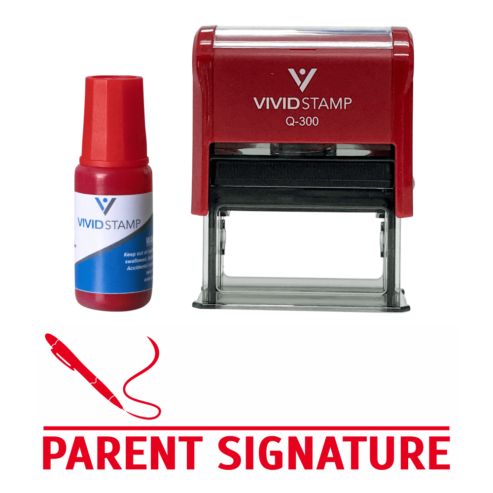 Vivid Stamp Parent Signature Self Inking Rubber Stamp Combo With Refill ...