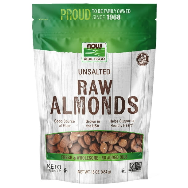 NOW Foods, Almonds, Raw and Unsalted, Grown in the USA, 16-Ounce ...