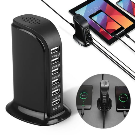USB Charging Station, 6-Port Smart IC Tech Charging Station Hub 6A 30W ...
