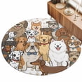Cartoon Lovely Puppies Dogs Round Rug 5ft Bones Claws Background ...