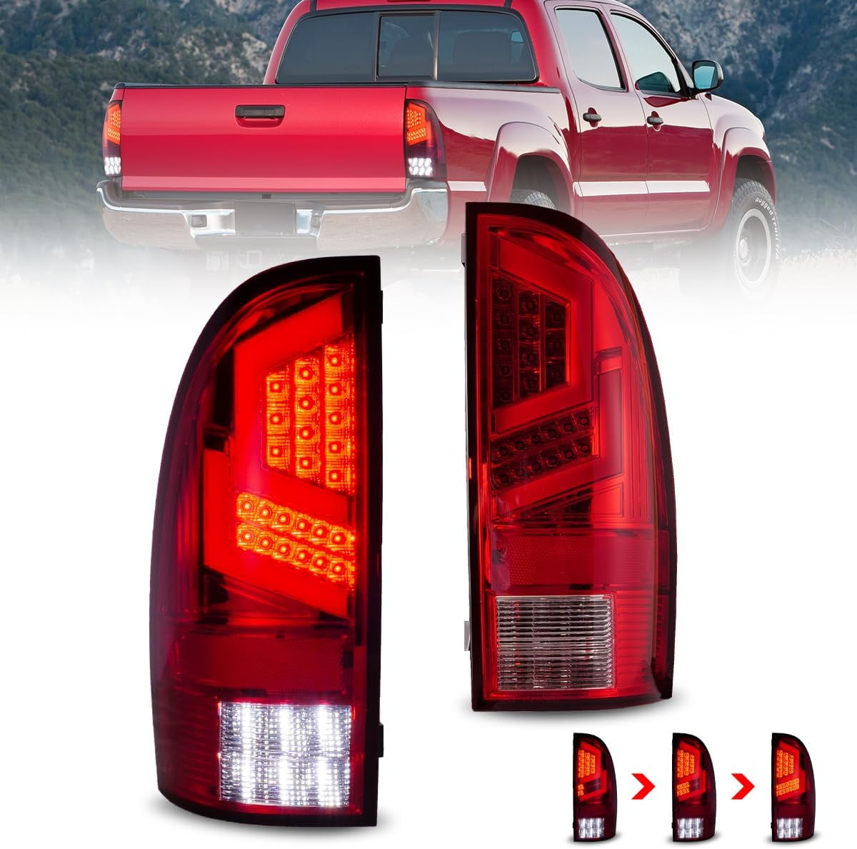 Winjet LED Tail Lights Assembly Fit For 2005-2015 Toyota Tacoma,Full ...