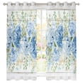 Blue Floral Sheer Curtains 39 Inch Long 2 Panels, Summer Country Blue ...