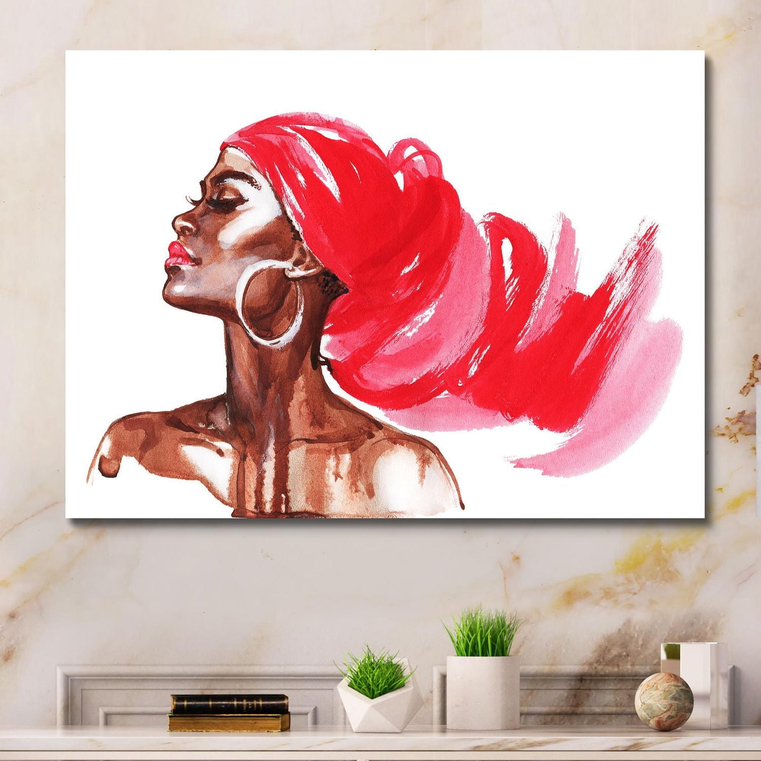Designart Portrait of African American Woman IX Canvas Wall Art ...