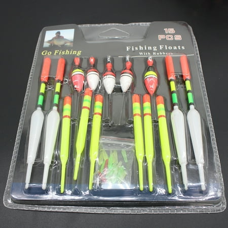 15pcs Fishing Lure Floats Bobbers Slip Drift Tube Indicator Assorted ...