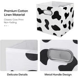 6 Packs Large Storage Bins Cubes Foldable Cow Print Boxes Fabric Cotton ...