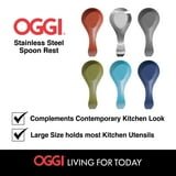 OGGI Stainless Steel Spoon Rest- Long Handle Holds Kitchen Utensils in ...