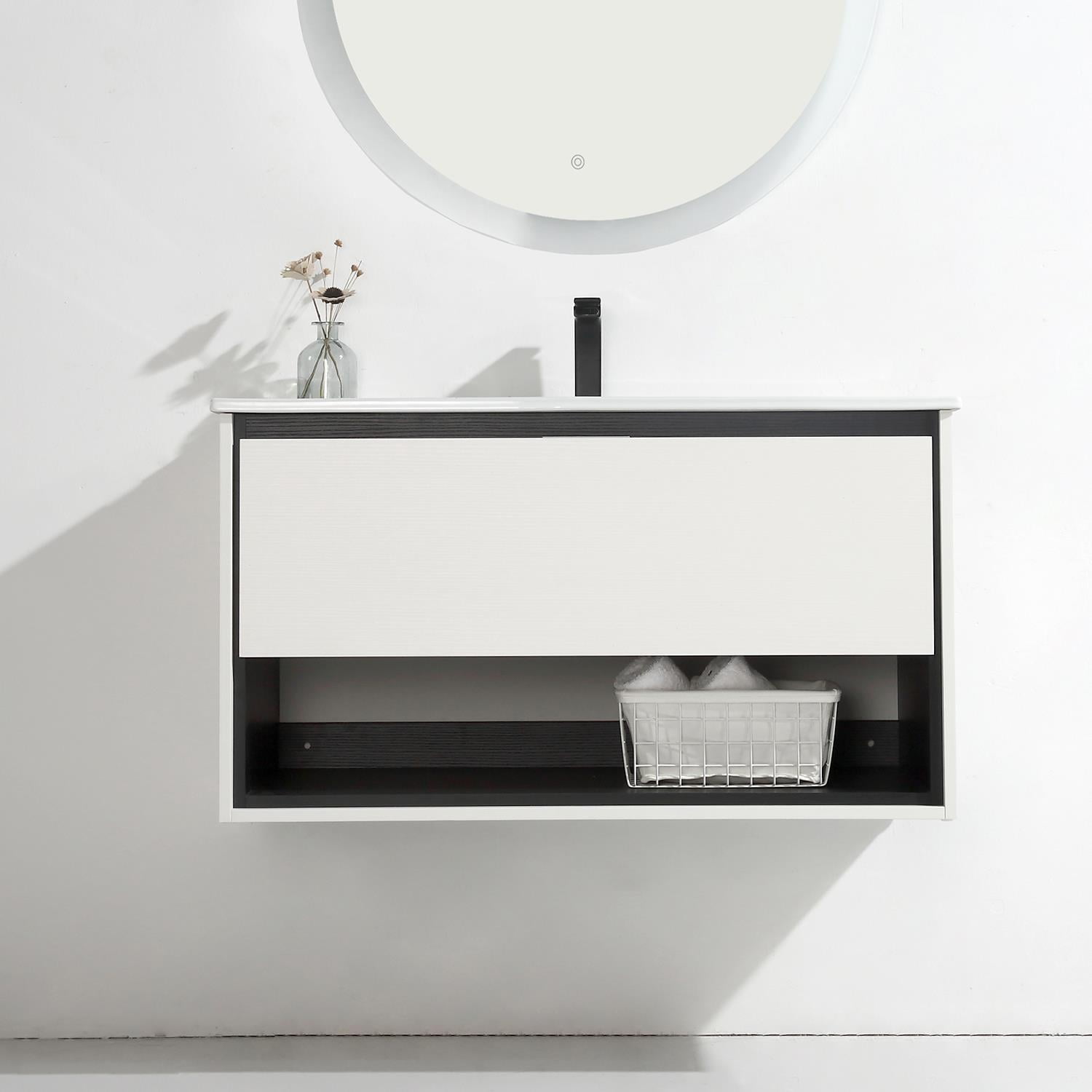 Ktaxon Modern 36 Inch Floating Bathroom Vanity with Sink, Wall Mounted ...