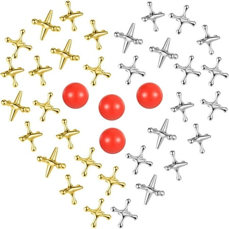 4 Sets Retro Jacks Ball Game etal Jacks Set, Include 60 Pieces Gold and ...