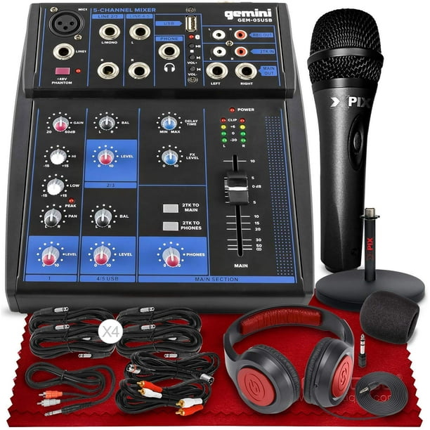 Gemini Compact Professional 5 Channel Bluetooth Enabled Analog Audio ...