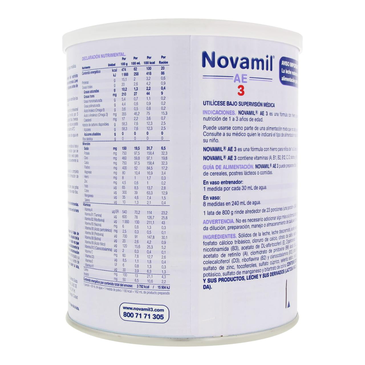 Novamil AE 3 Fórmula Etapa 3 de 12 a 36 meses edad, 800 g Novamil Novamil Novamil ae3 envase ...