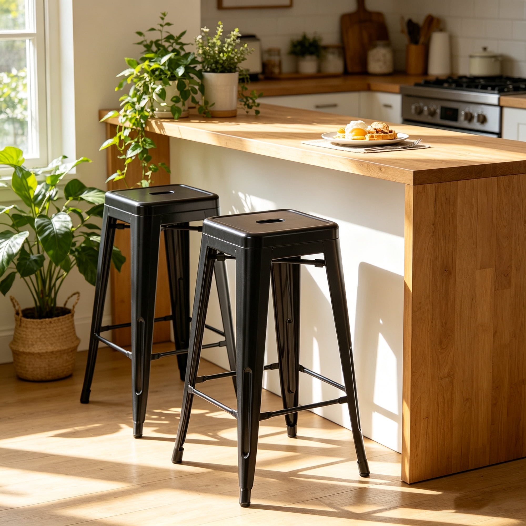 Click here for Mainstays 30 Inch Metal Barstools Set Of 4 Black C... prices