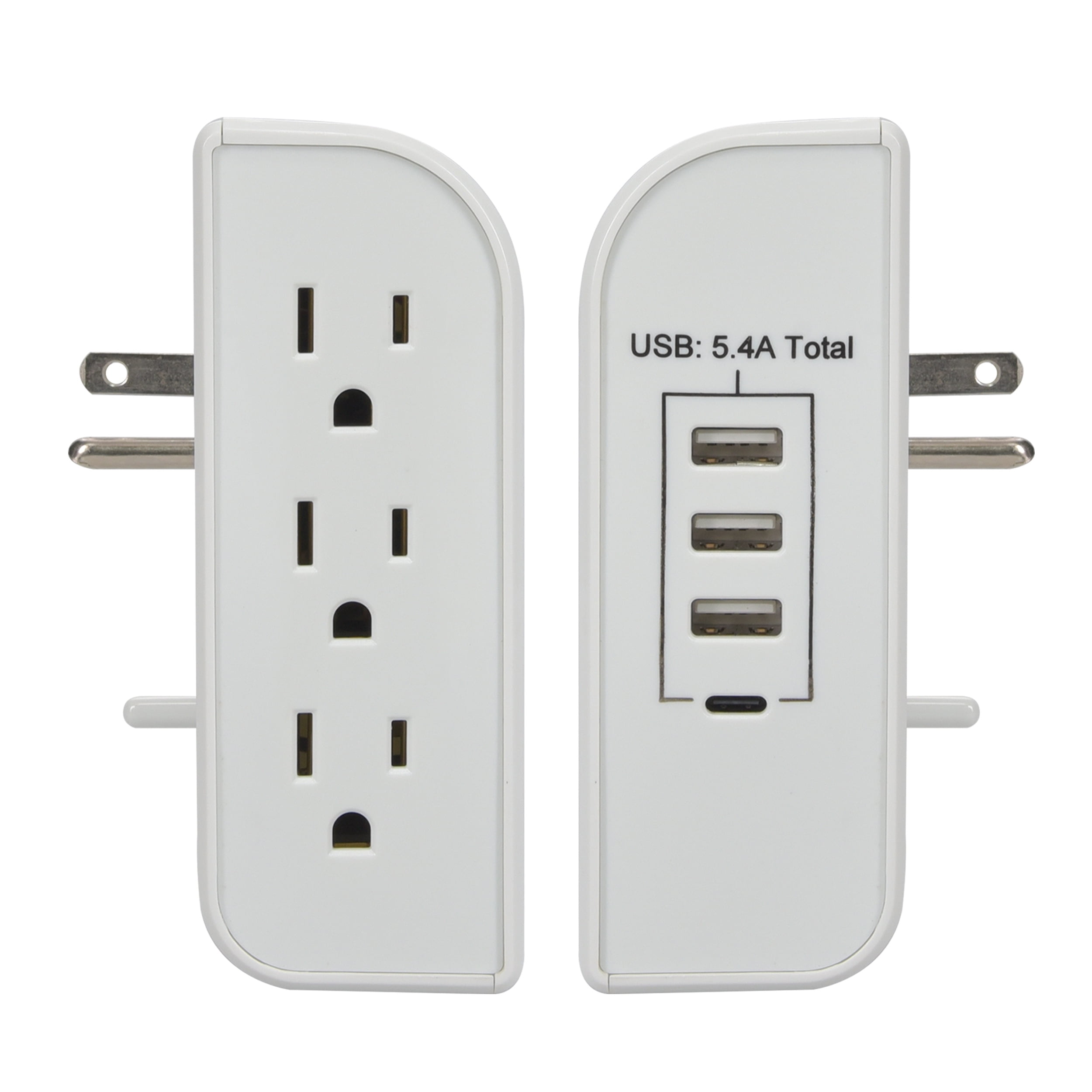 Clear Power 3-Outlet 1200 Joule Wall-Tap, 3-port USB-A & 1-Port USB-C ...