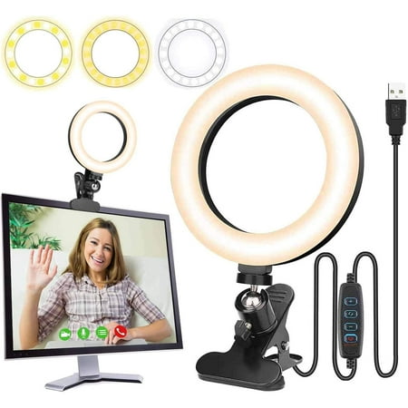 Clip On Ring Light for Computer/Laptop Monitor, Self Broadcasting ...