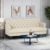 Noble House Ari Contemporary Tufted Fabric 3 Seater Sofa, Beige, Dark ...