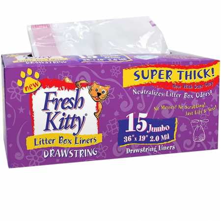 Fresh Kitty 15 ct Jumbo Drawstring 36" x 19" 2 mil - Walmart.com ...