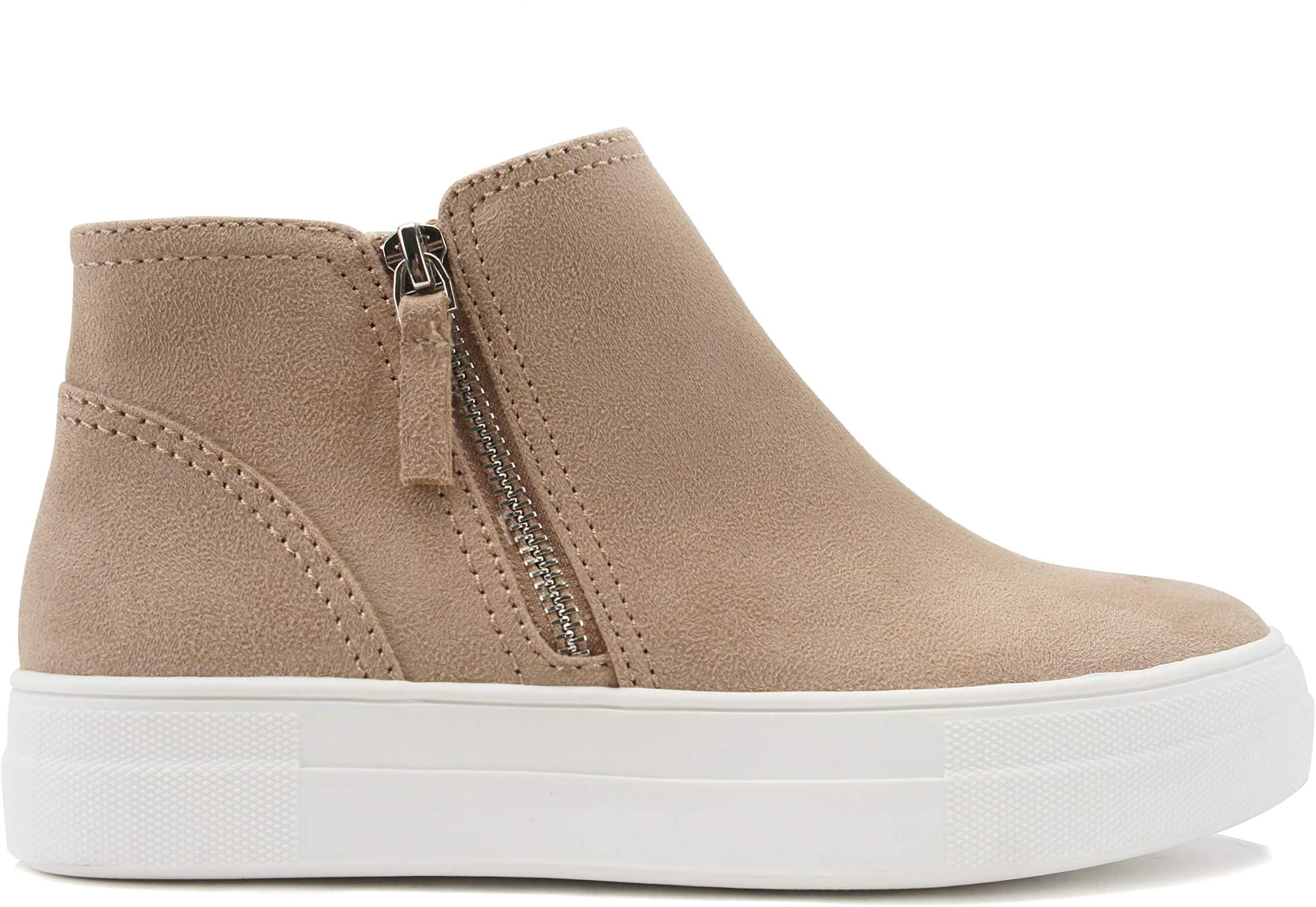 Soda Flat Women Chelsea Shoes Side Zipper Canvas Suede Casual High Top ...