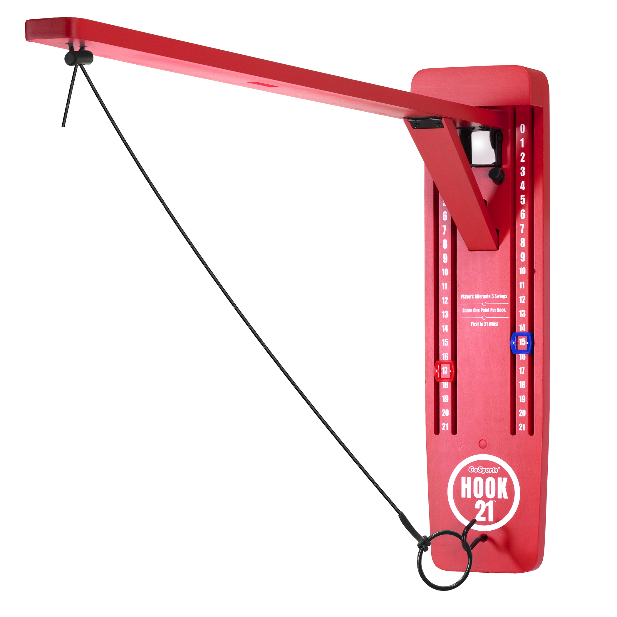 GoSports Hook 21 Wall Mounted Ring Swing Game With Foldable Arm Play