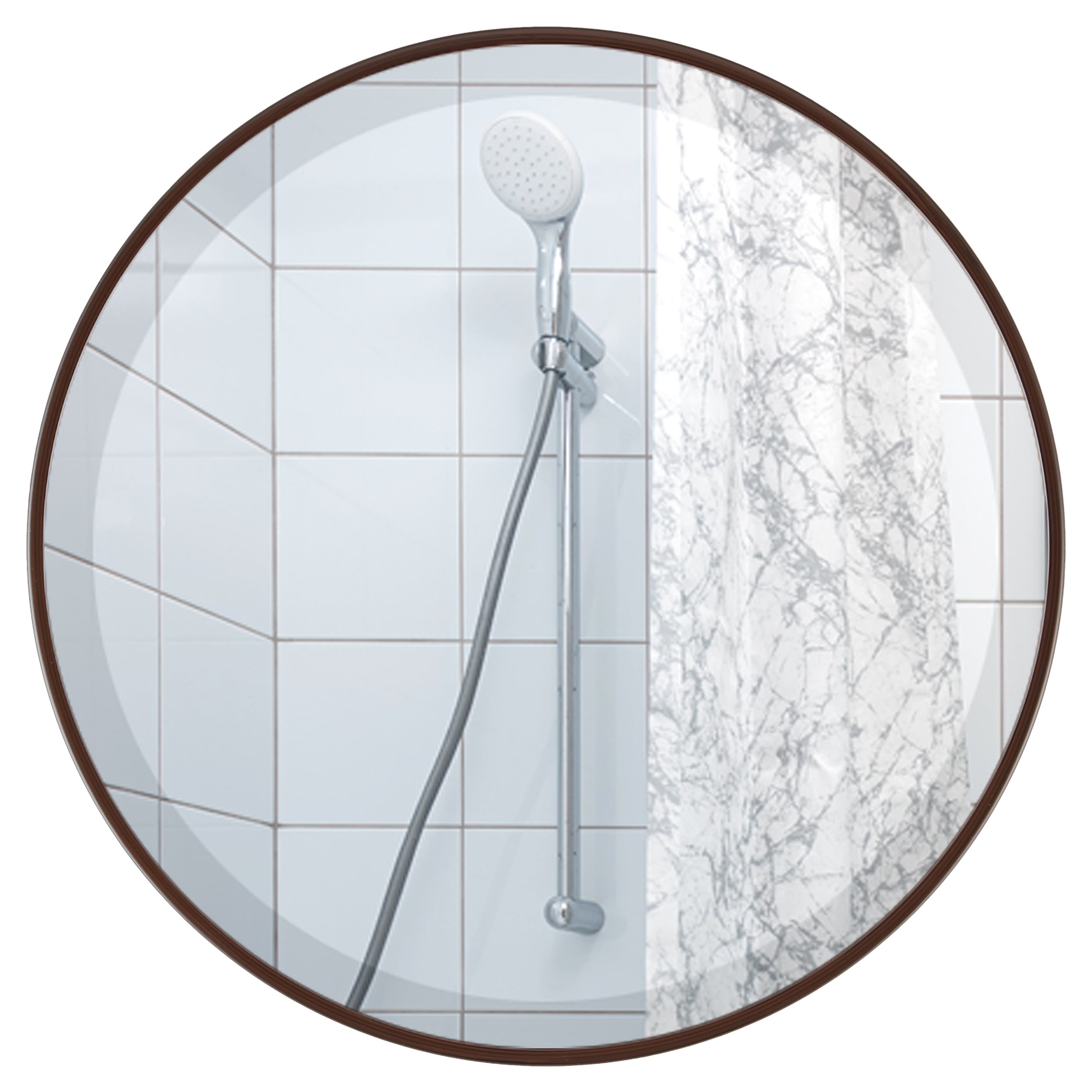 OVALCREST - Singapore Framed Floating Round Mirror - Black Walnut - 18 ...