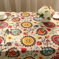 Hotian Boho Patchwork Floral Lace Trim Decorative Linen Fall Tablecloth ...