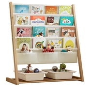 Delta Children Sling Book Rack 4-Tier 28"H Bookshelf Natural/Blue/Red ...
