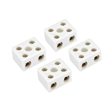 QUETO 4 Pcs Wire Connector 2 Position Dual Row Ceramic Terminal Block ...
