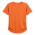 LPKRT Girls Short Sleeve Summer Tops Side Ruched V Neck Solid Color ...