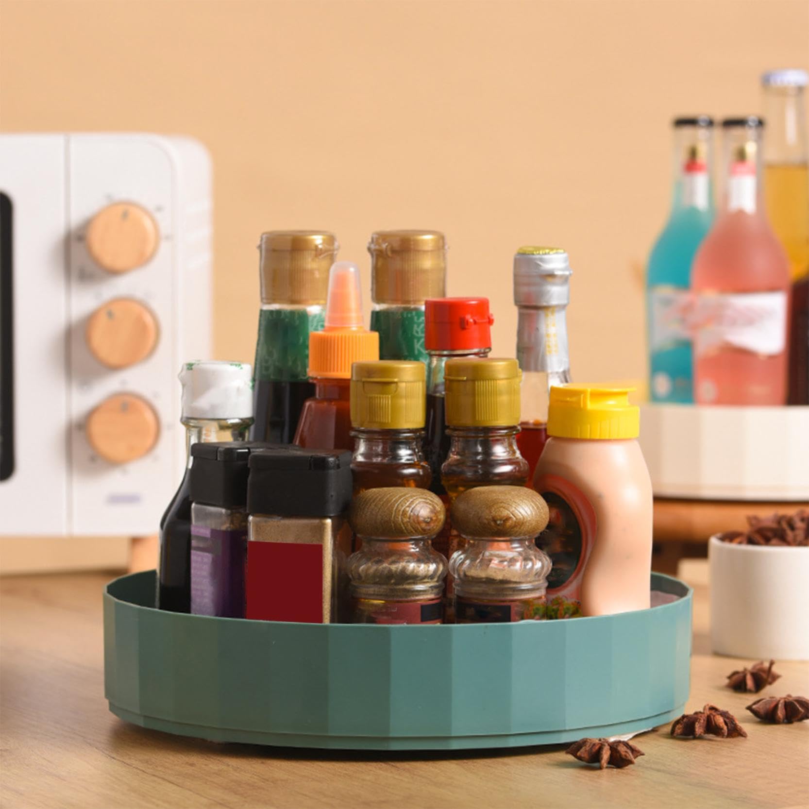 10.23 Inch Rotating Kitchen Turntable Organizer - Plastic Spice Rack ...